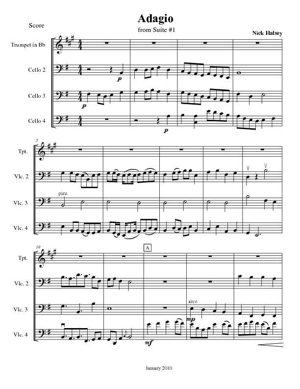 Adagio from Suite #1 – Cello Expressions Sheet Music Library